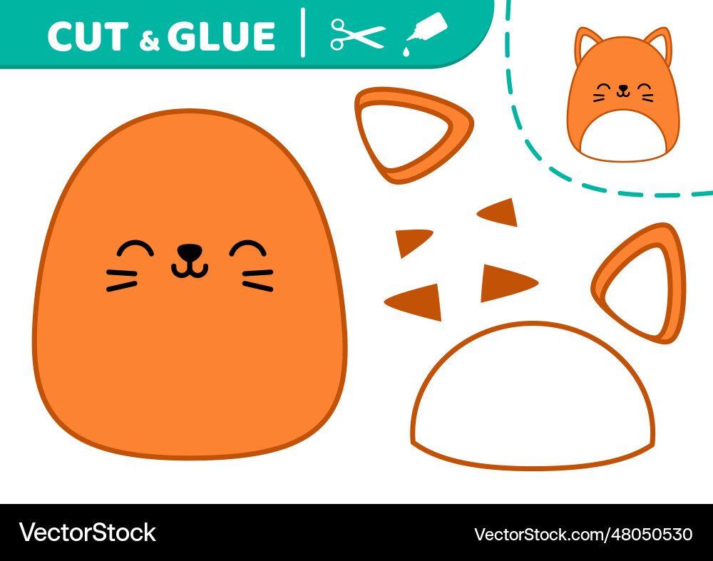 Red striped cat squishmallow cut and glue Vector Image