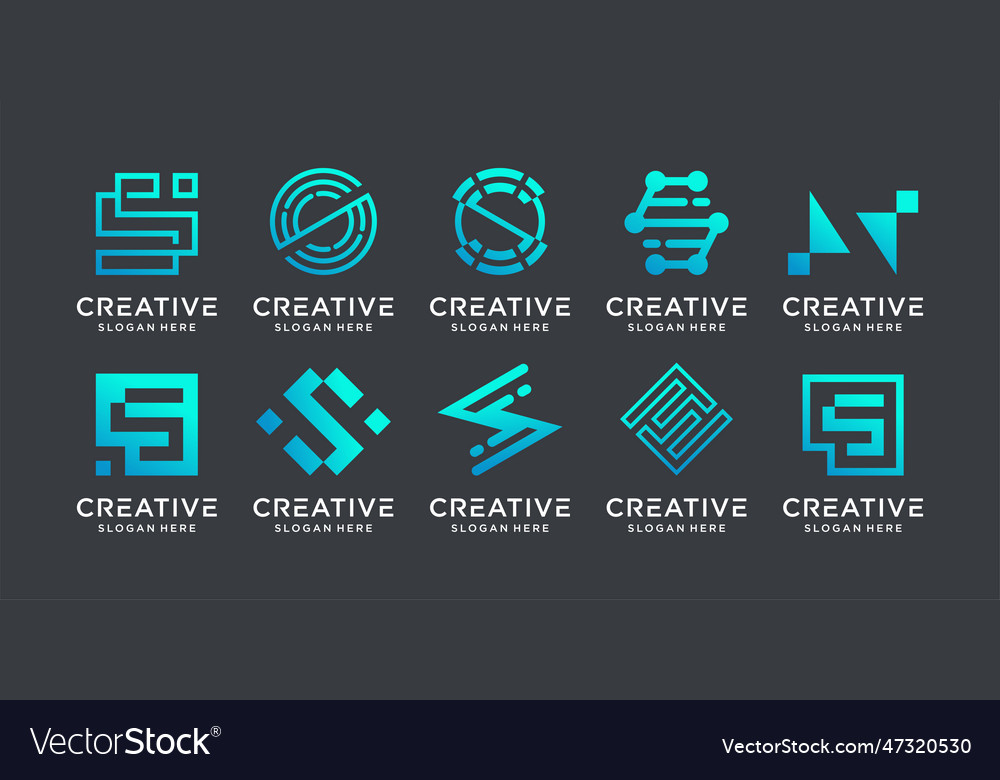 Set of monogram initial letter s logo design Vector Image