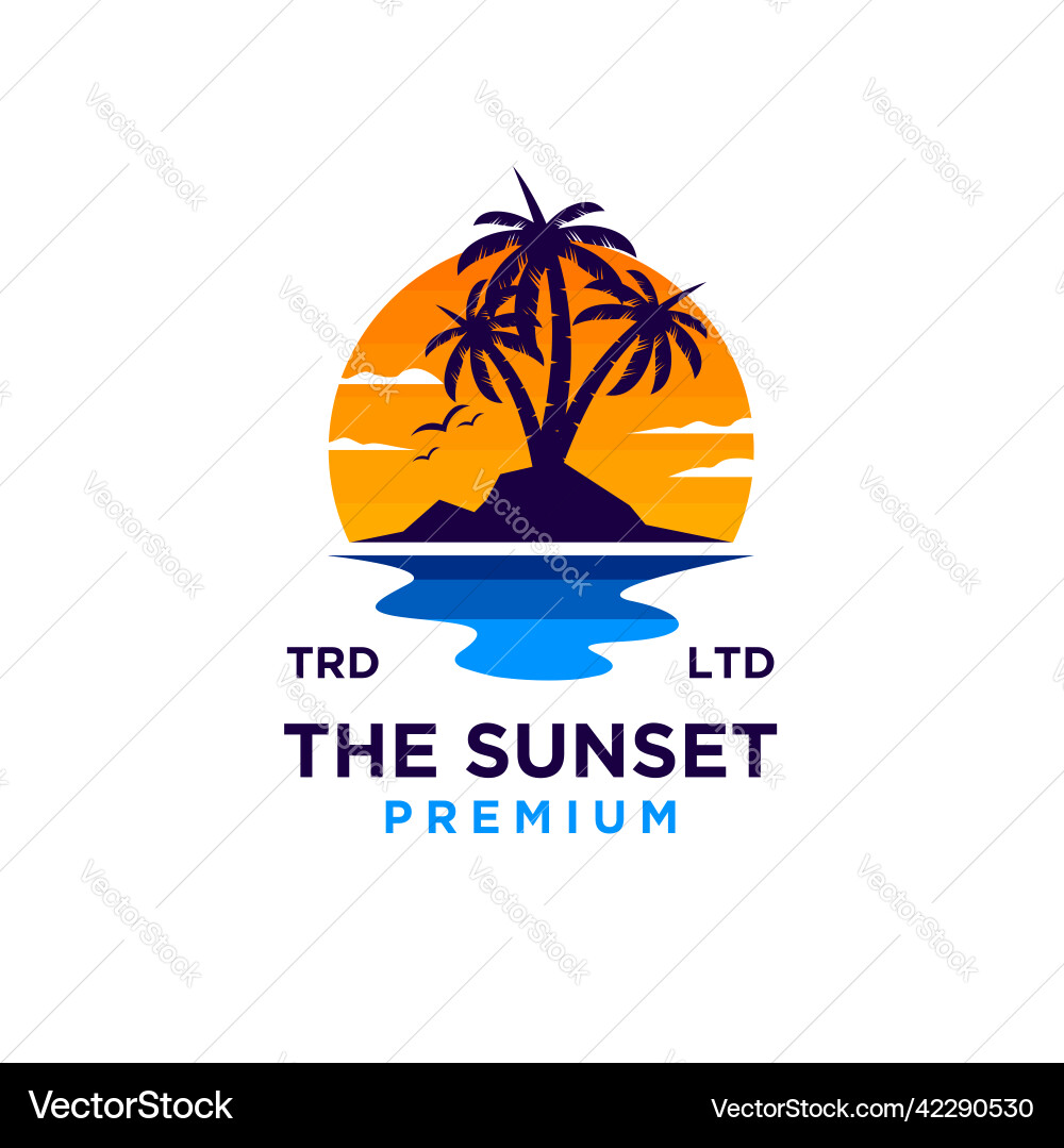Sunset beach logo design Royalty Free Vector Image