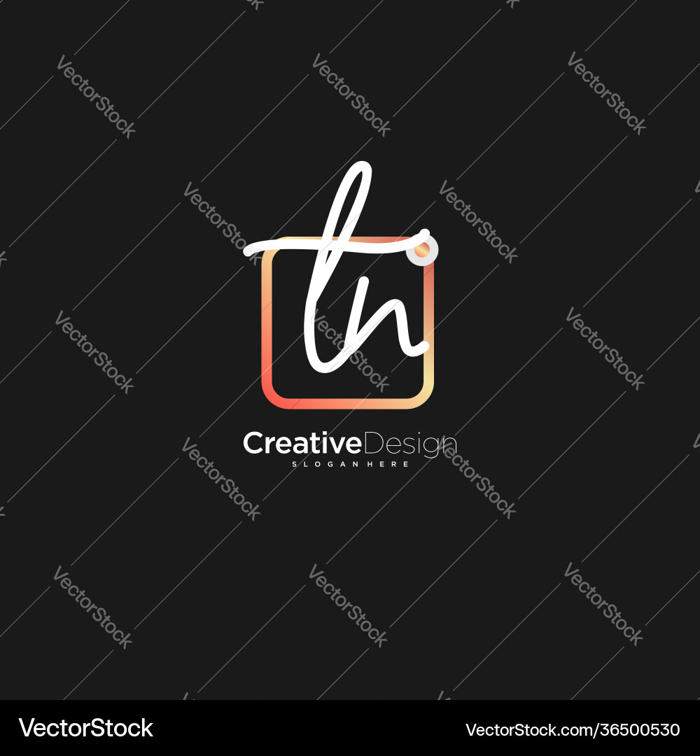 Tn initial letter handwriting logo art hand drawn Vector Image