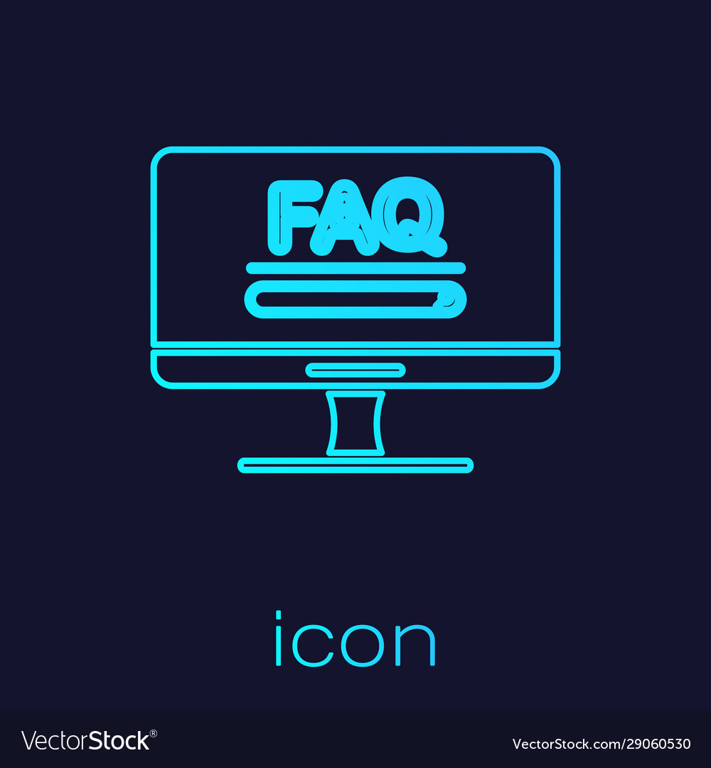 Turquoise line computer monitor with text faq Vector Image