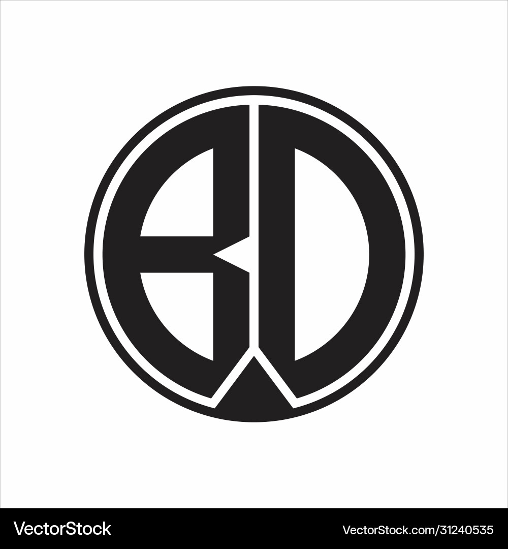 Bd logo monogram circle with piece ribbon style Vector Image