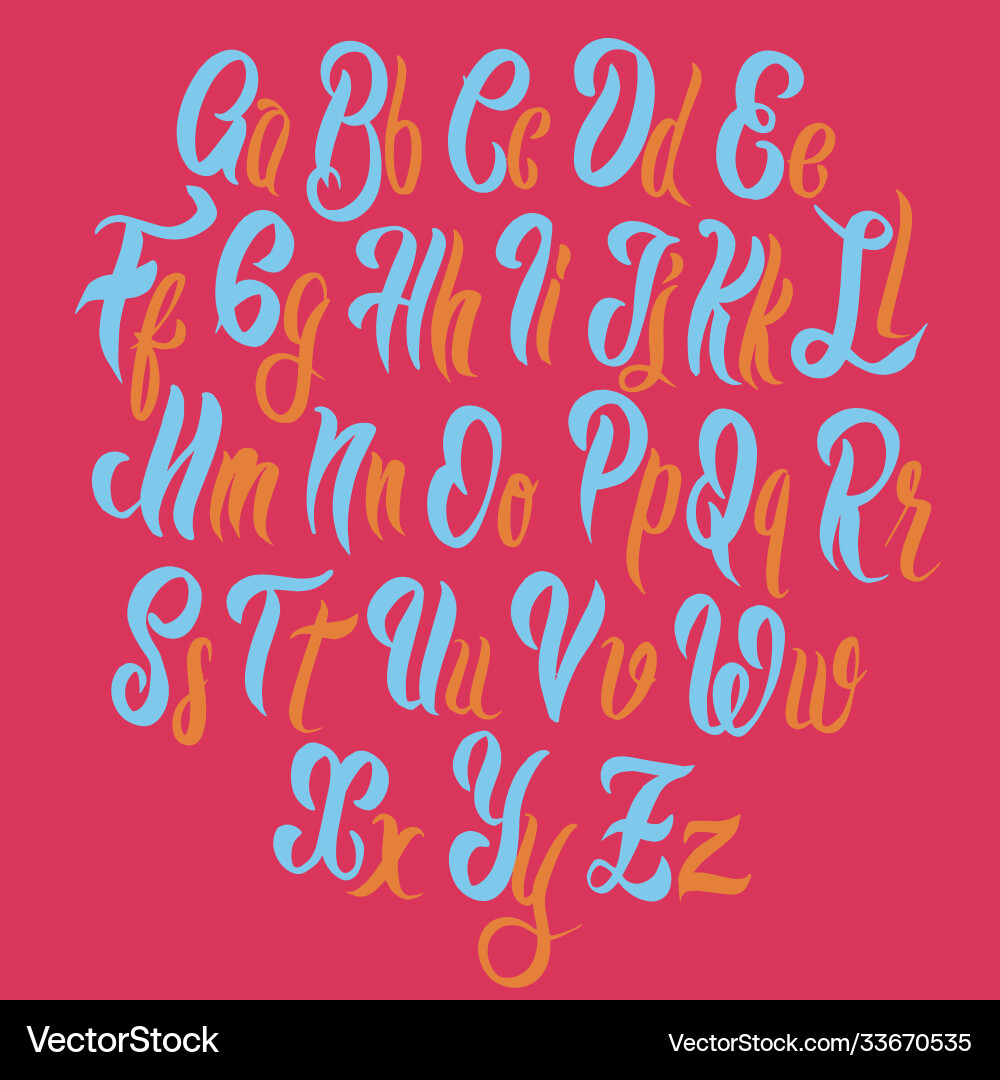 Brush lettering font alphabet Royalty Free Vector Image