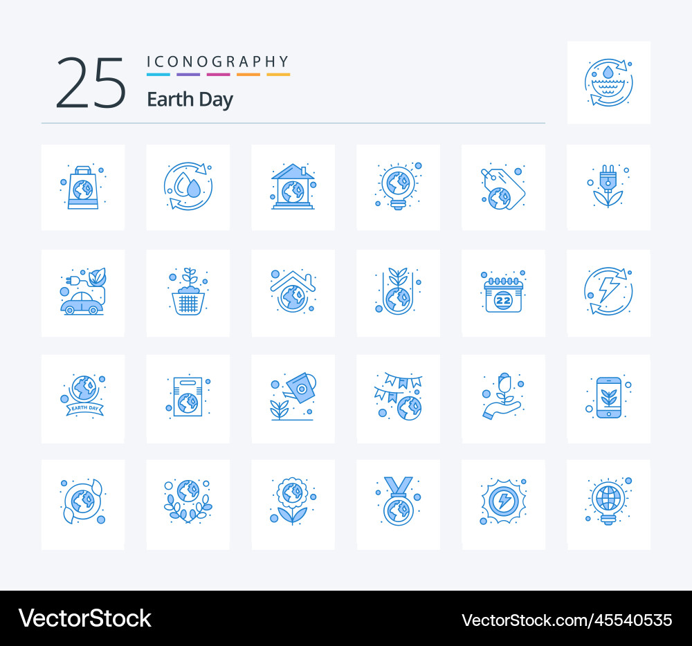 Earth day 25 blue color icon pack including Vector Image