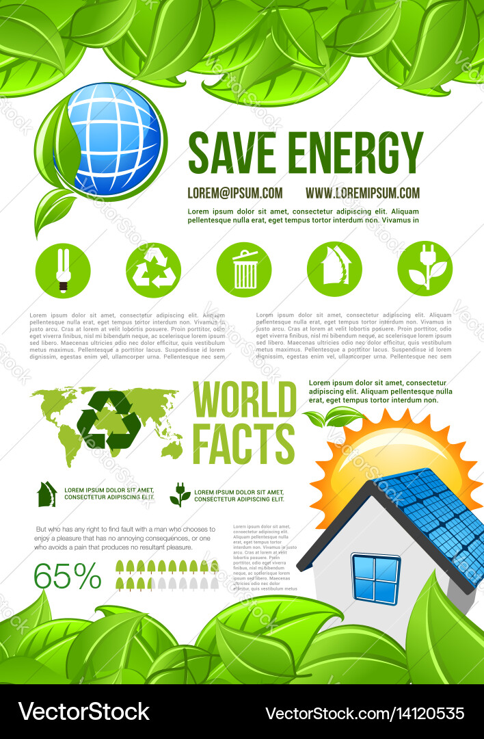 Ecology and environment energy infographics Vector Image