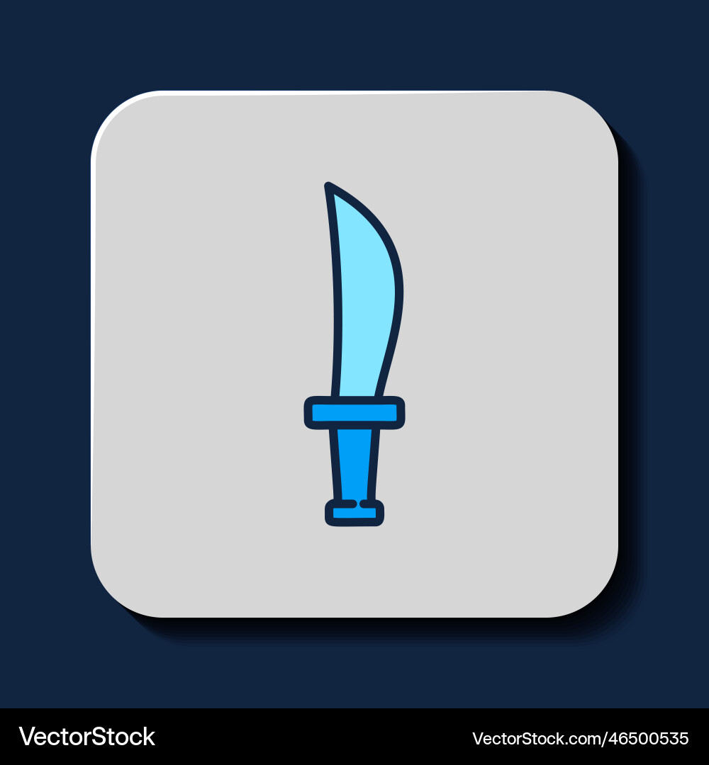 Filled outline pirate sword icon isolated on blue Vector Image