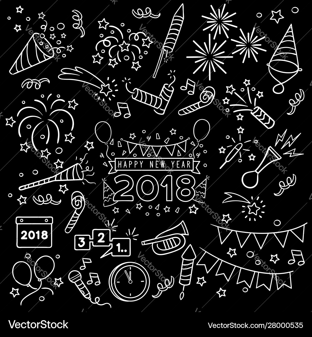 Handdrawn new year celebration Royalty Free Vector Image