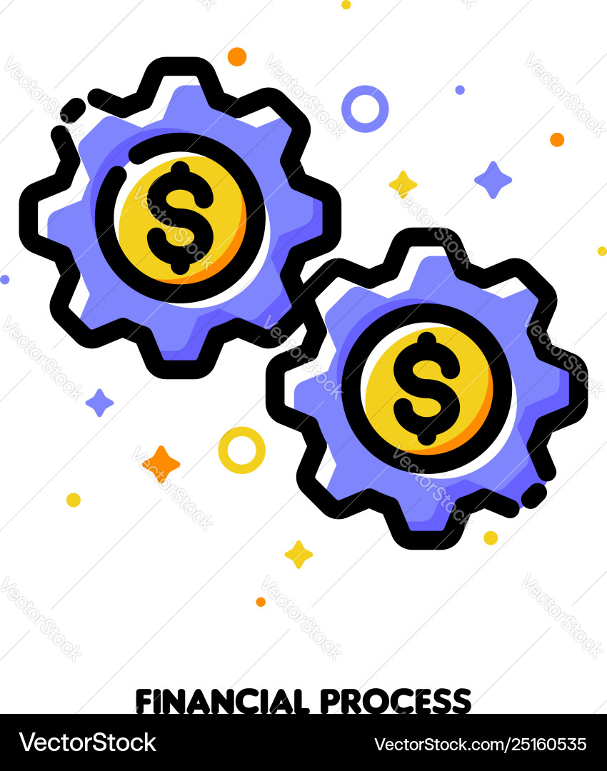 Icon gear wheels with dollar for financial process
