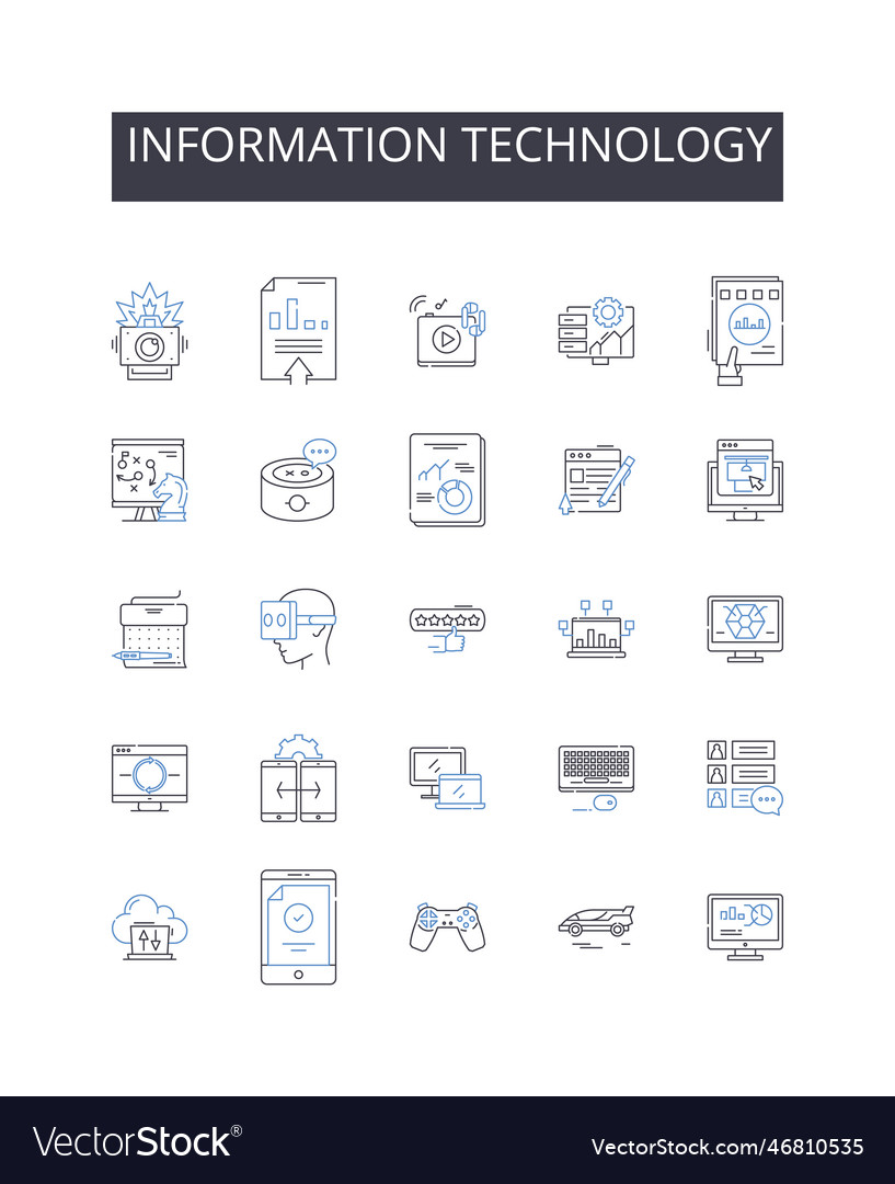 Information technology line icons collection Vector Image Information technology line icons collection Vector Image