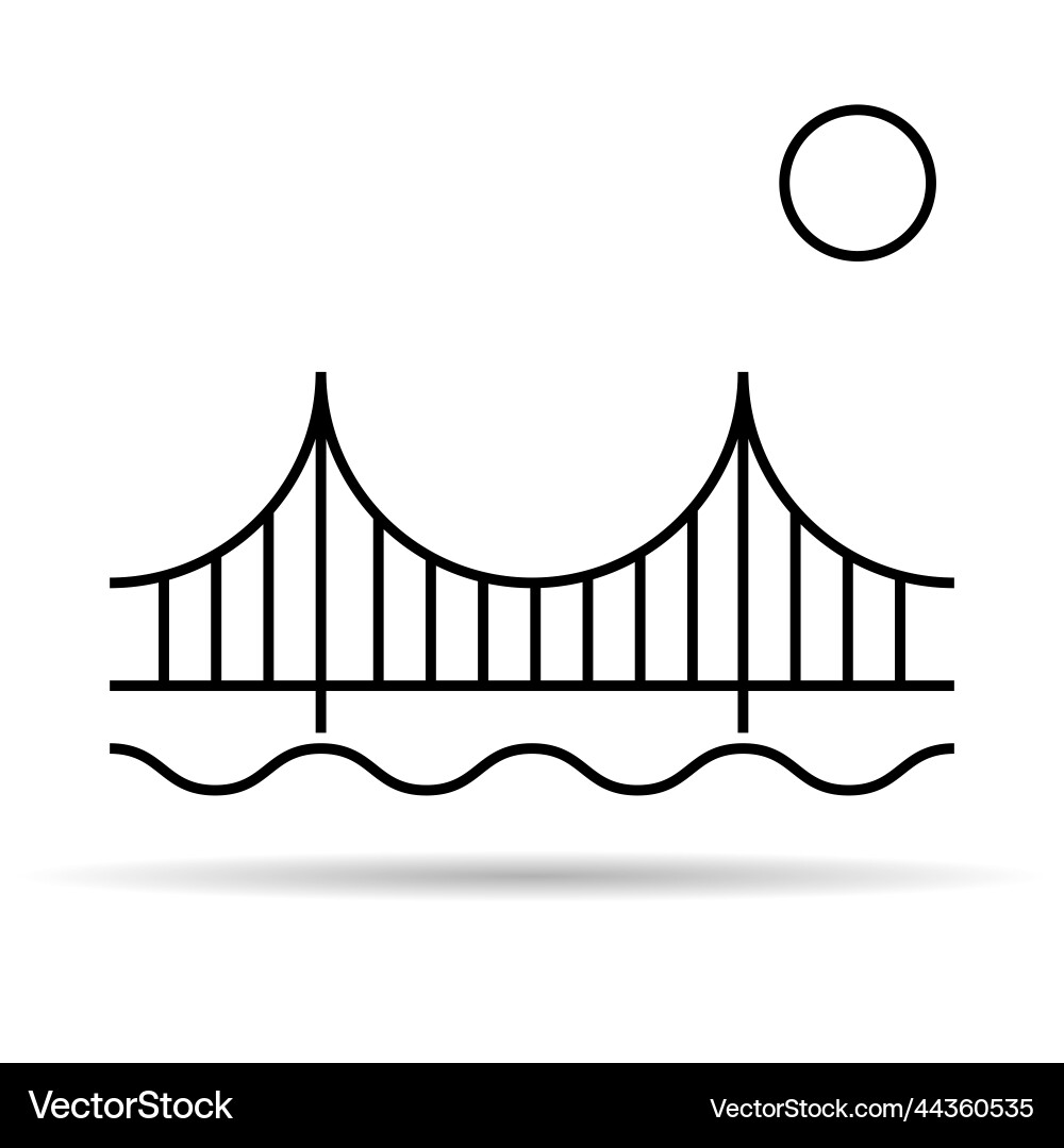 Silhouette bridge icon with shadow urban Vector Image