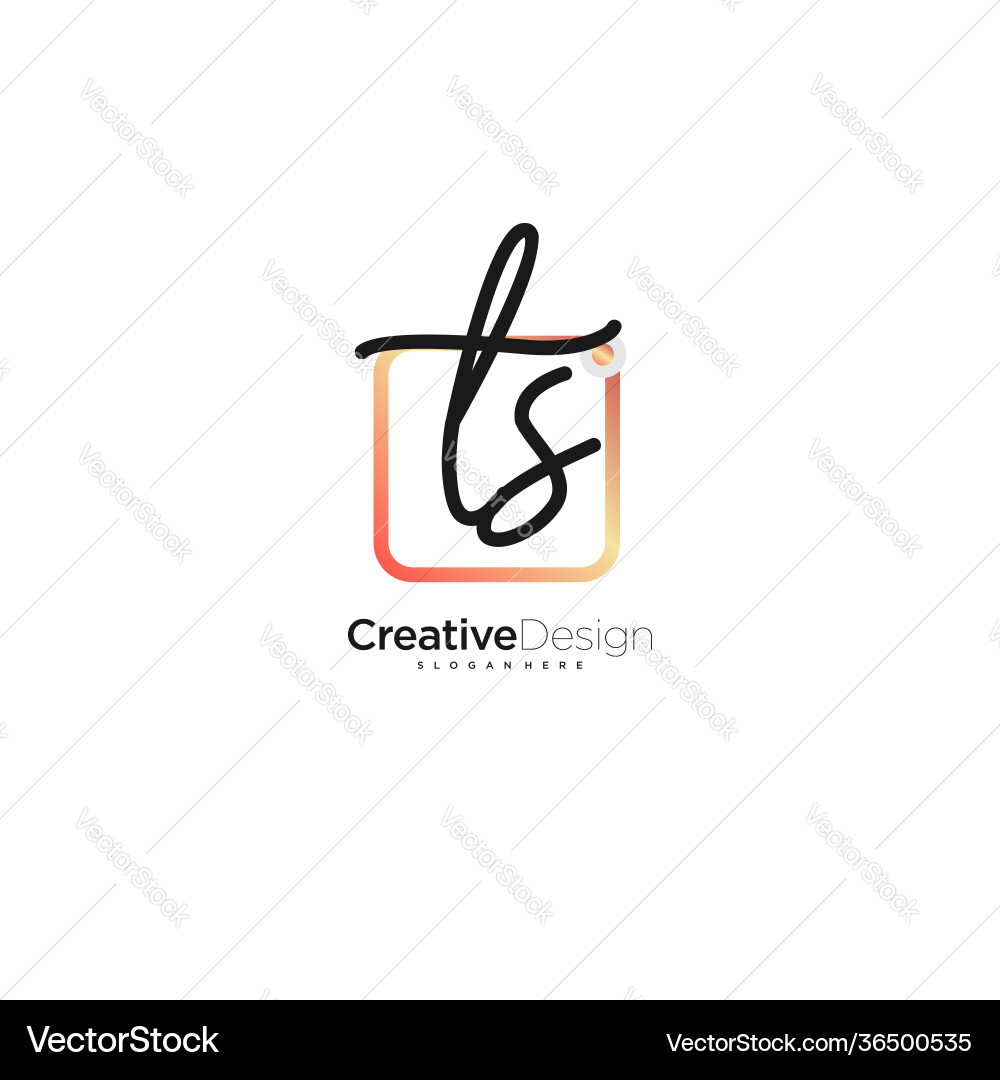 Ts initial letter handwriting logo art hand drawn Vector Image