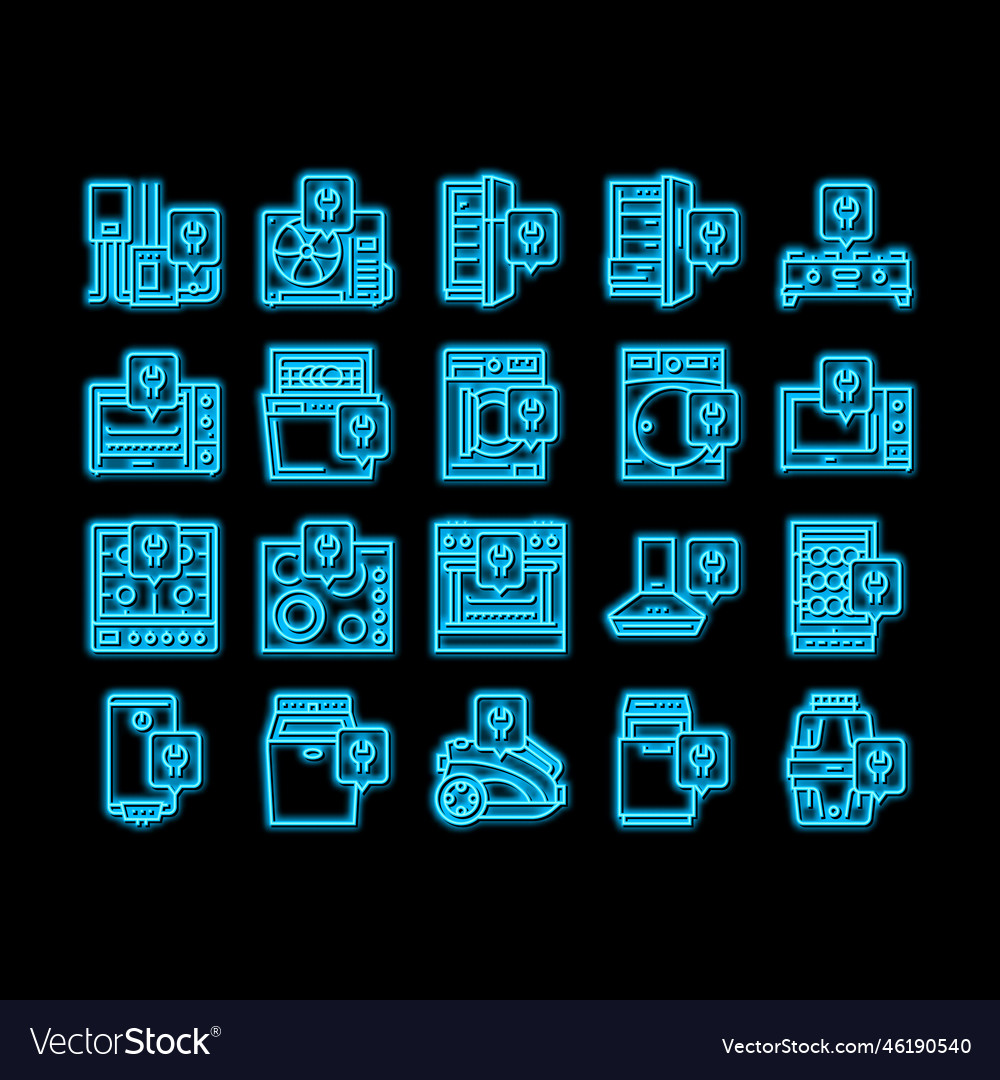 Appliances repair maintenance neon glow icon Vector Image