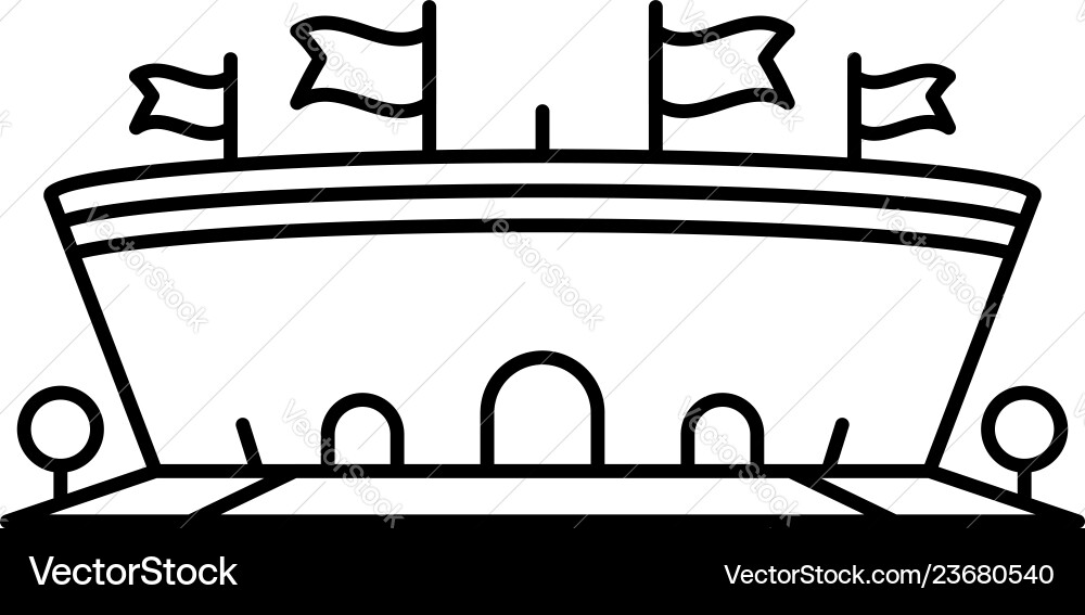 Arena with flag icon outline style Royalty Free Vector Image