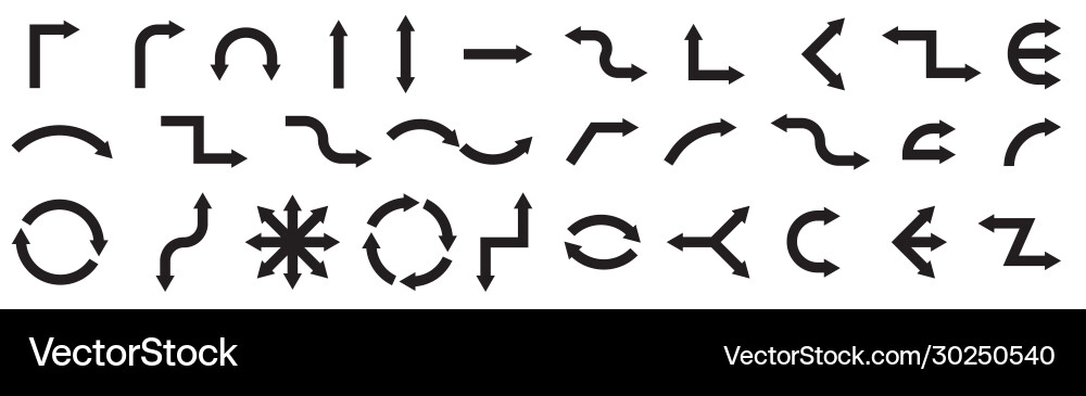 Arrows collection with simple style and black Vector Image