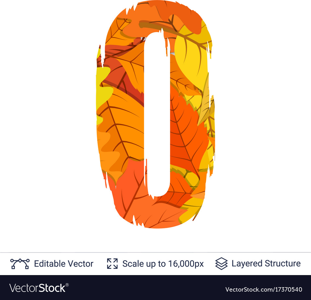 Autumn fall bright orange leaves number Royalty Free Vector