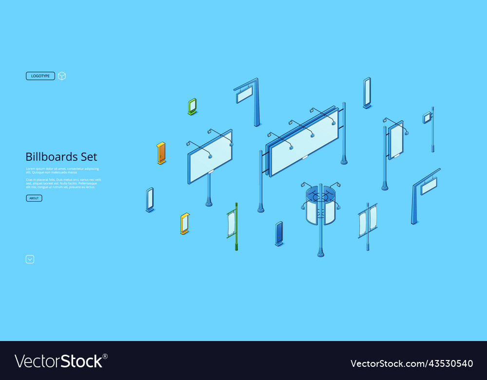 Billboards isometric web banner street signboards Vector Image