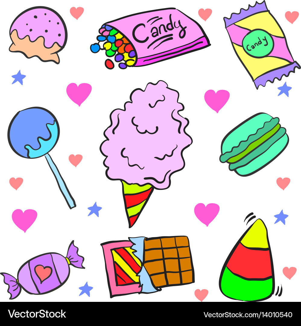 Doodle of candy various colorful Royalty Free Vector Image