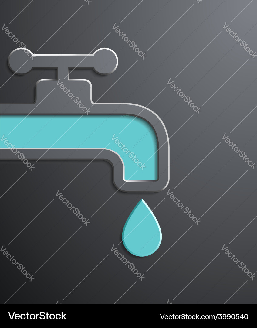 Faucet with a drop of water flat graphics Vector Image