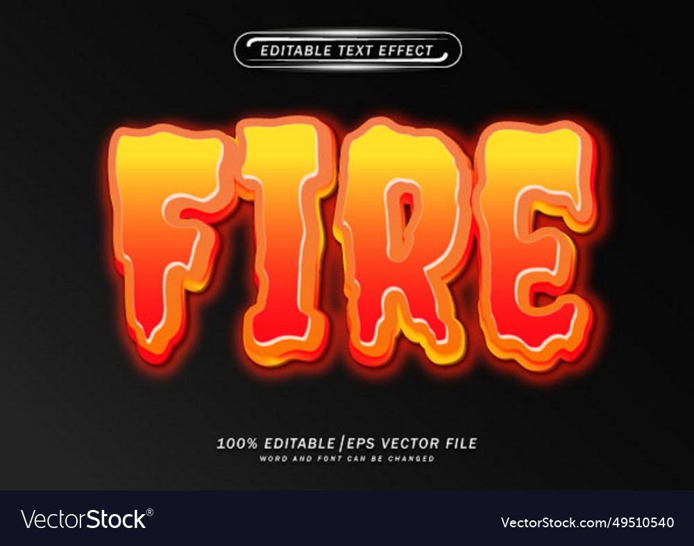 Fire text editable effect Royalty Free Vector Image