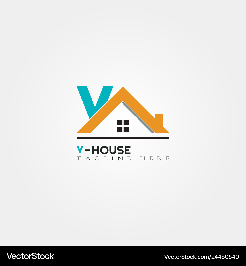 House icon template with v letter home creative Vector Image