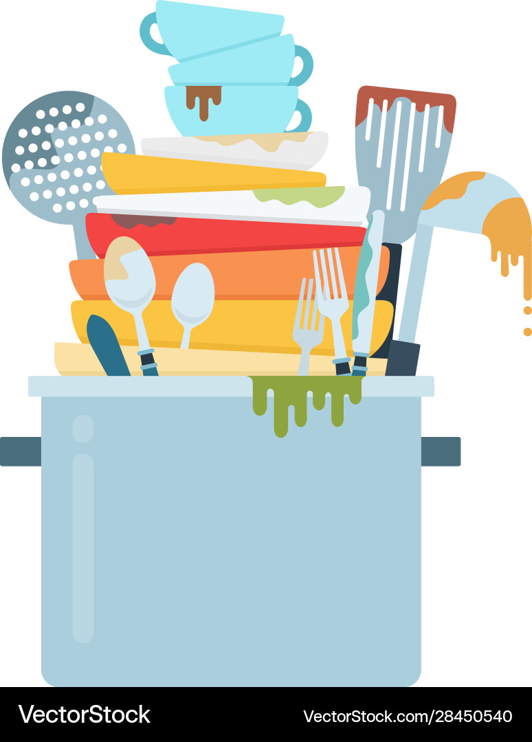 Mountain dirty dishes icon flat isolated Vector Image