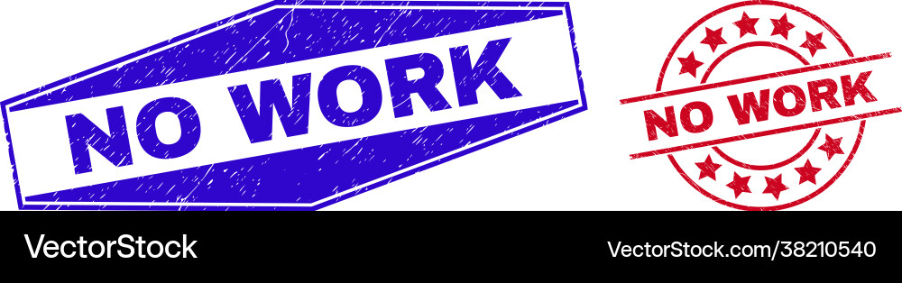 No work distress watermarks in circle and hexagon Vector Image