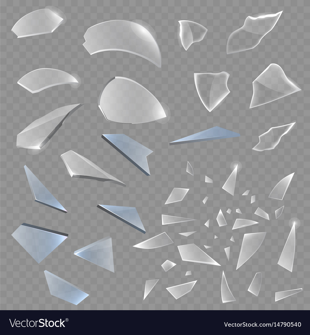 Realistic transparent shards broken glass Vector Image Realistic transparent shards broken glass Vector Image
