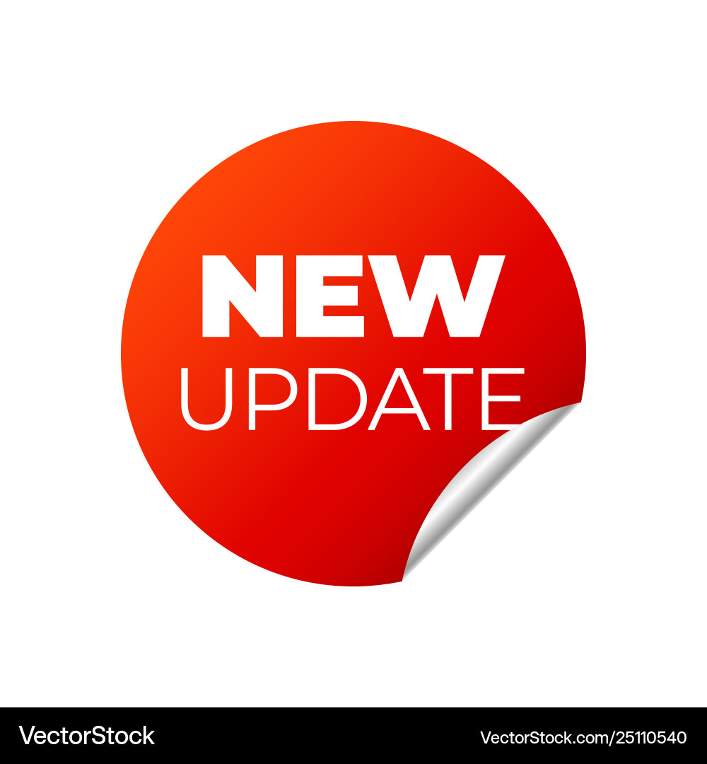 Red banner sticker on white background new update Vector Image