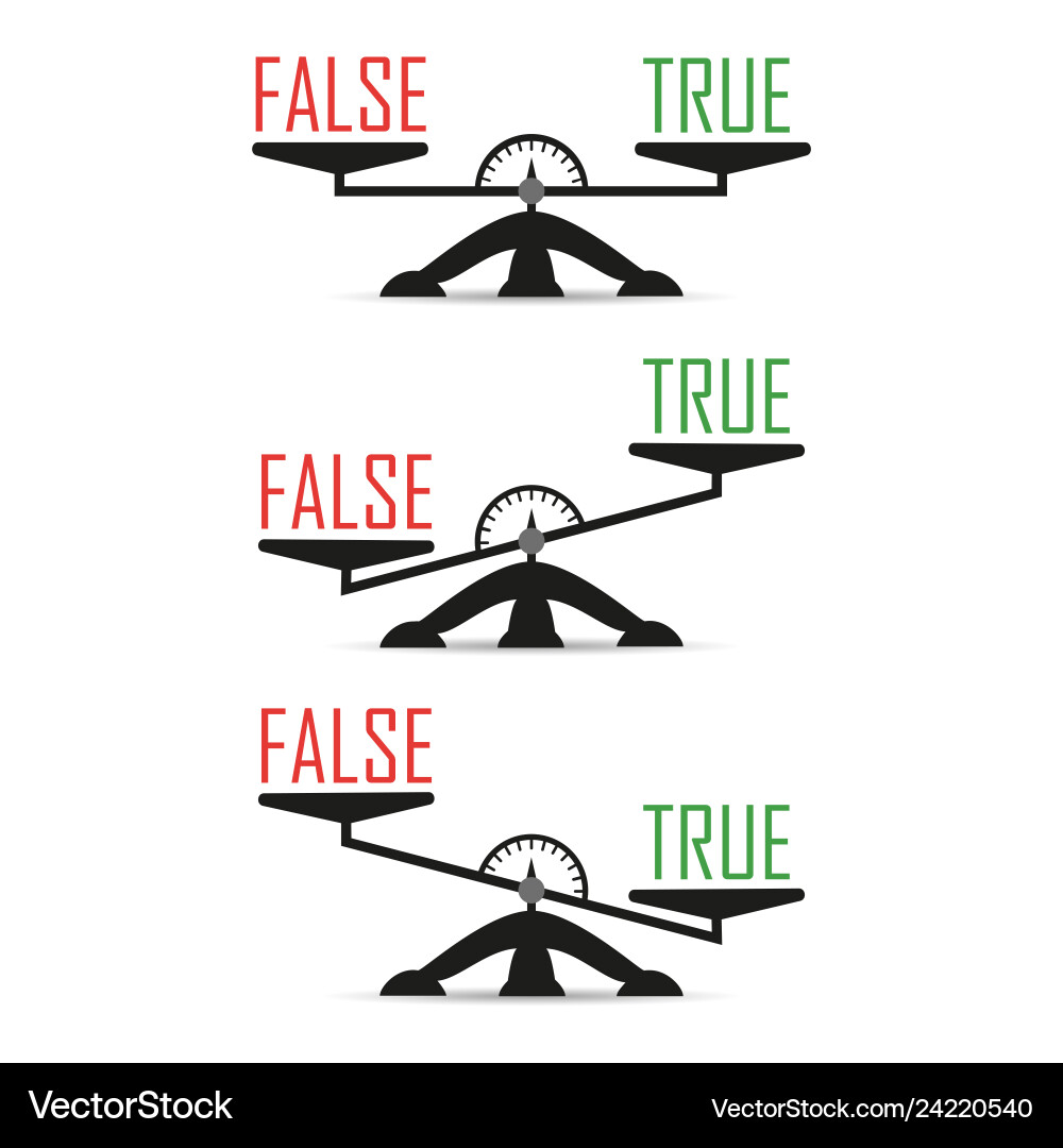 Scales libra concept of choosing true or false Vector Image
