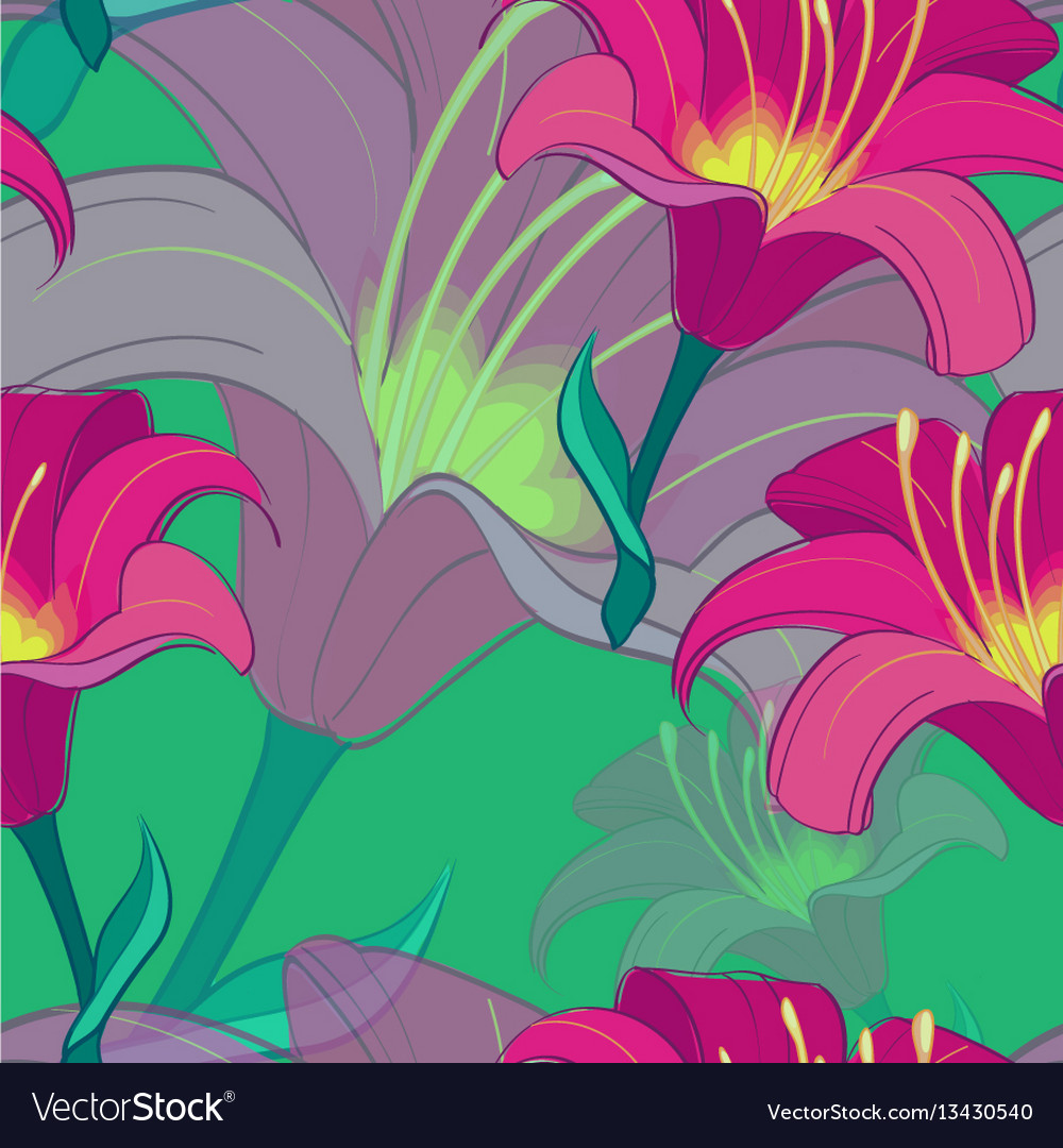 Seamless lily pattern Royalty Free Vector Image