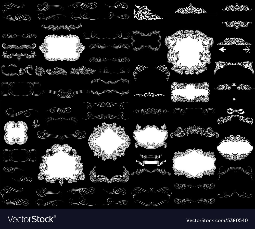 Set hand-drawing calligraphic floral design Vector Image Set hand-drawing calligraphic floral design Vector Image