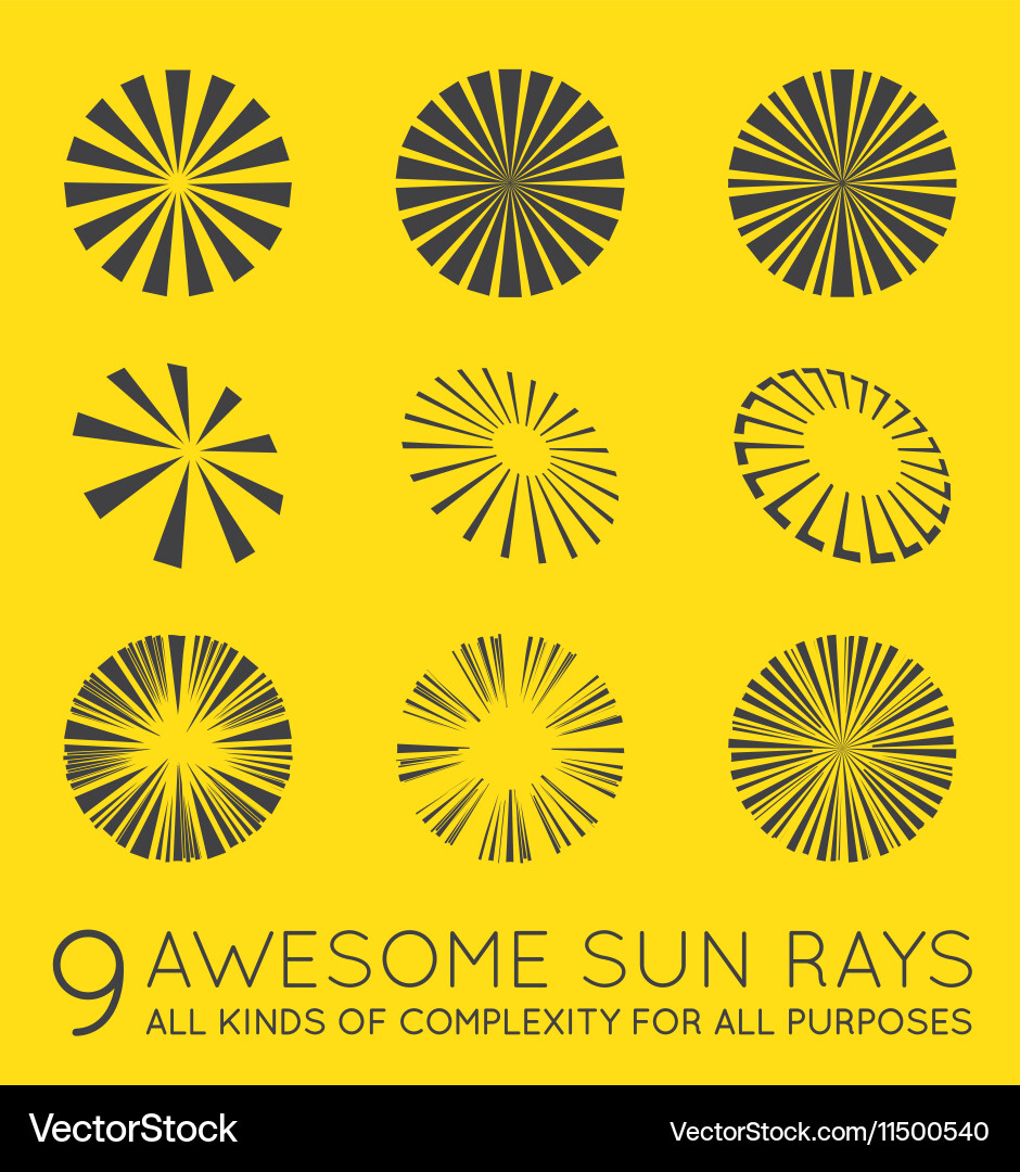 Set of sunburst rays sun Royalty Free Vector Image