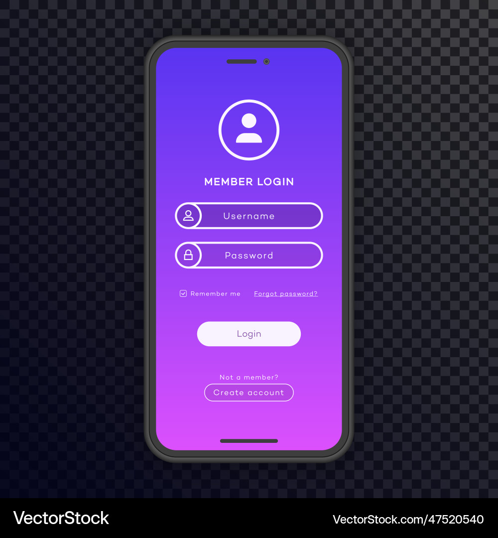 Smartphone mockup with login form page trendy Vector Image