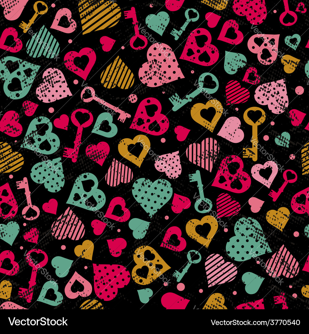 Valentine background with hearts and keys Vector Image