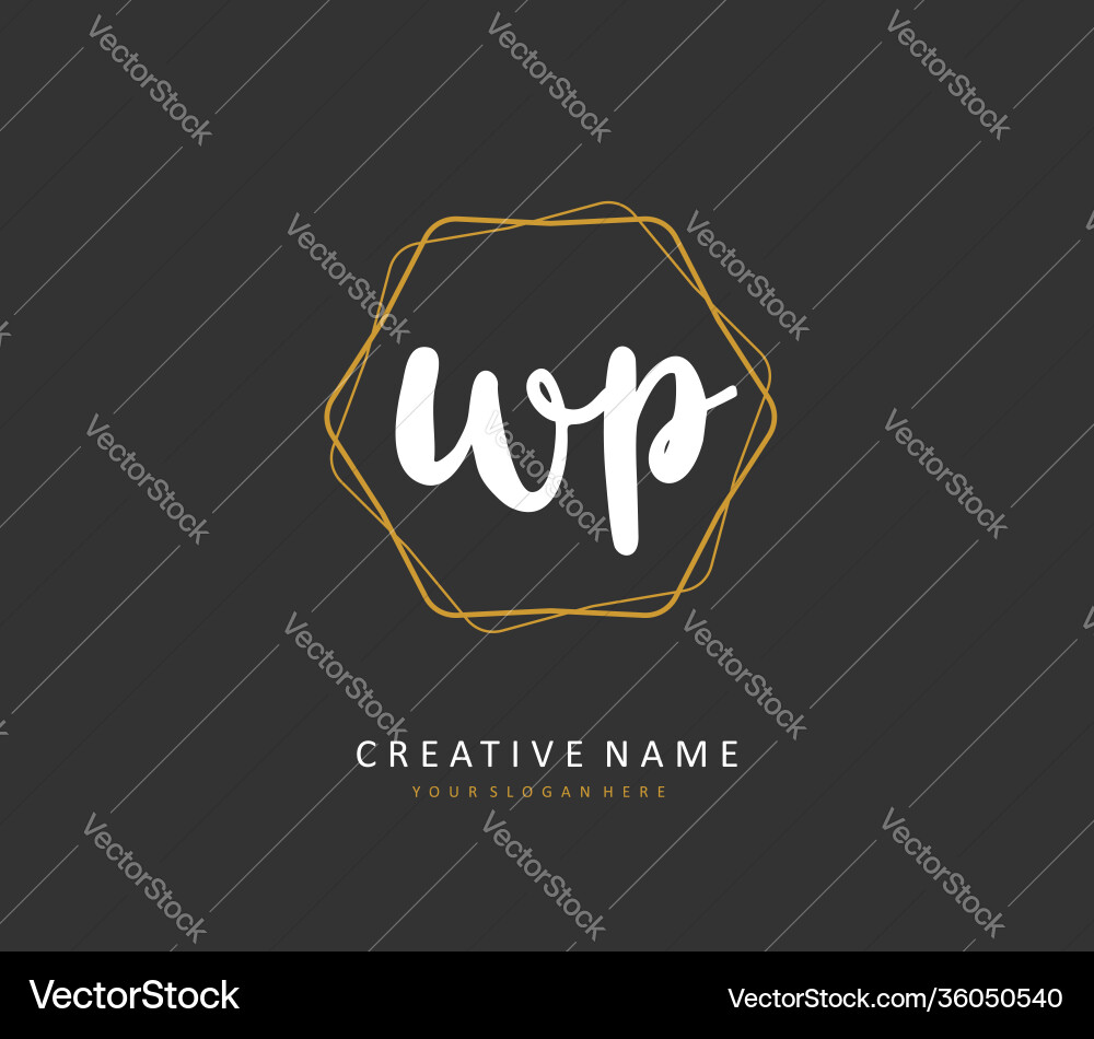 Wp initial letter handwriting and signature logo Vector Image