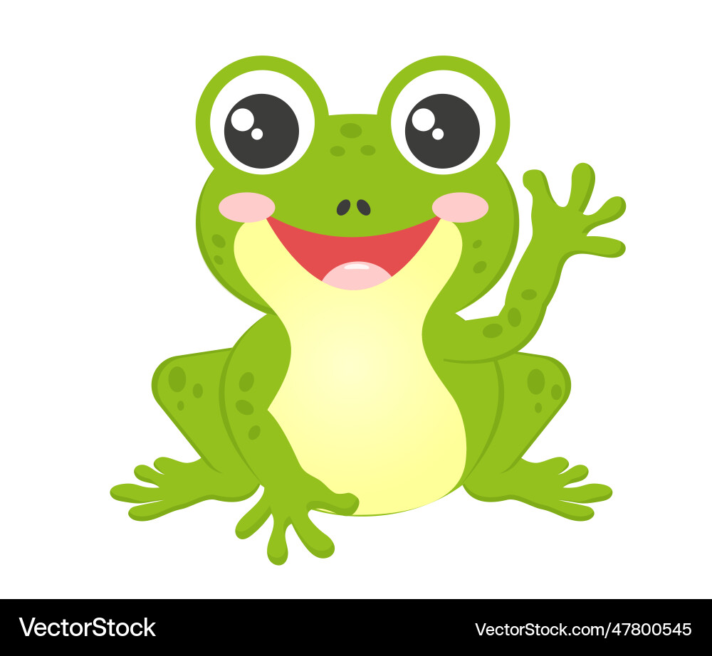 A cheerful frog waving his paw Royalty Free Vector Image