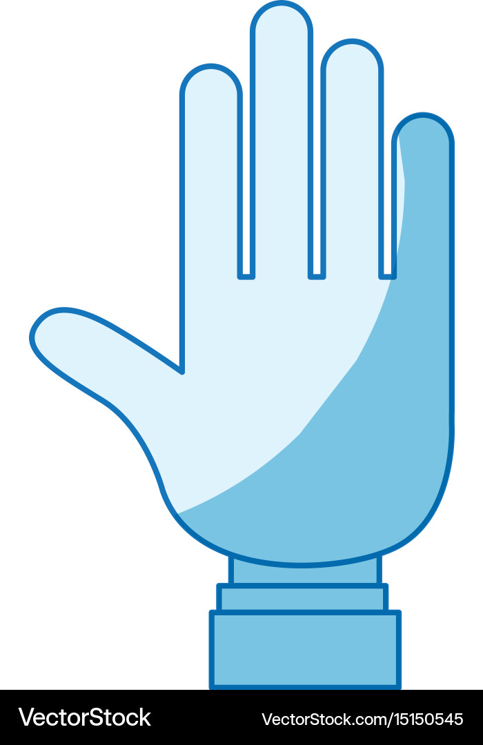 Blue color shading silhouette open hand palm Vector Image