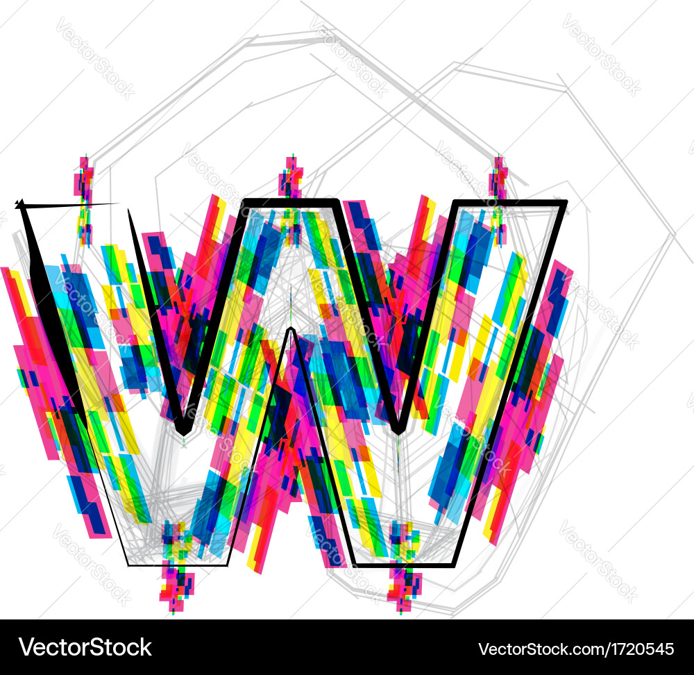 Colorful font - letter w Royalty Free Vector Image
