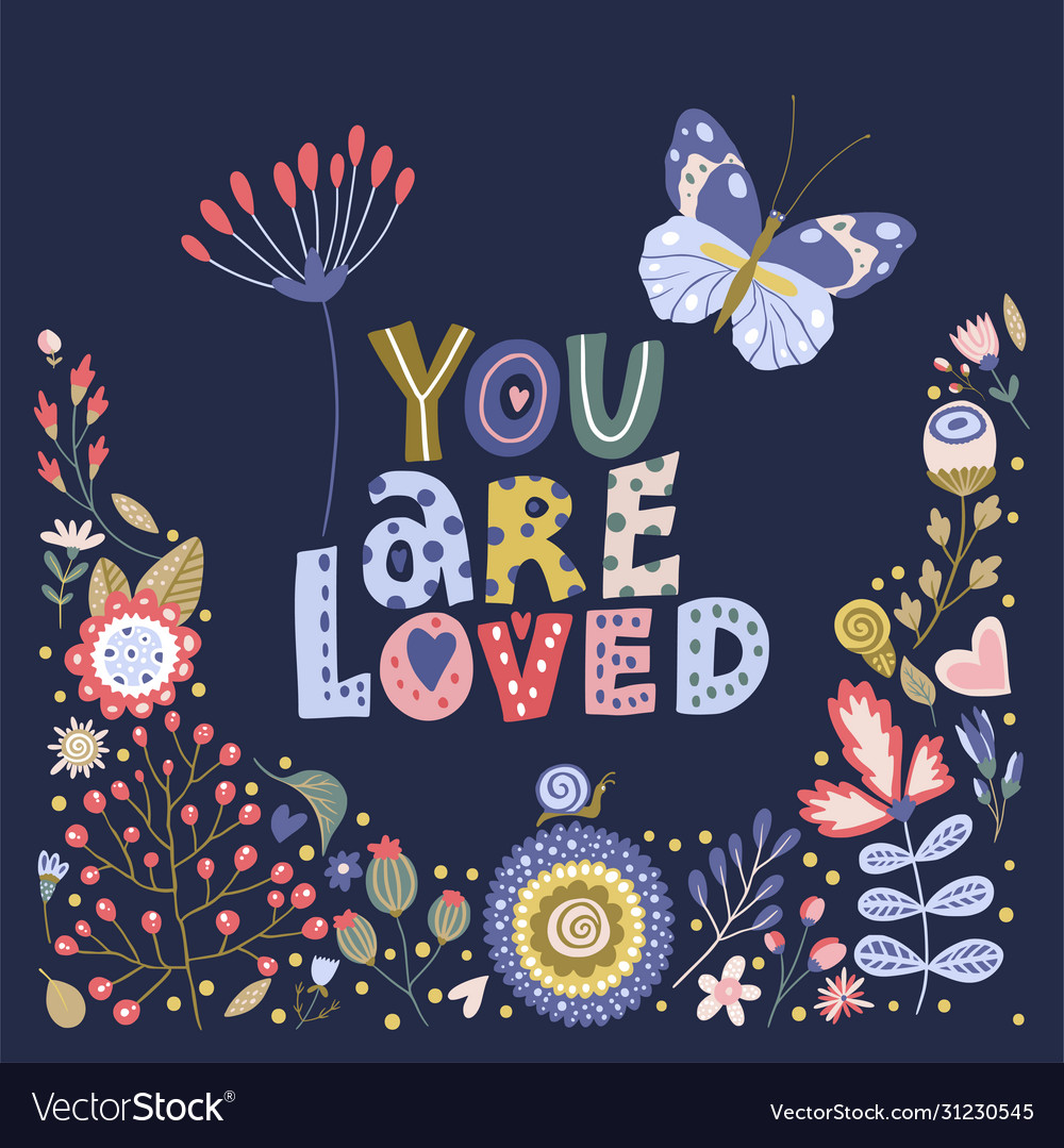 Floral color lettering card Royalty Free Vector Image