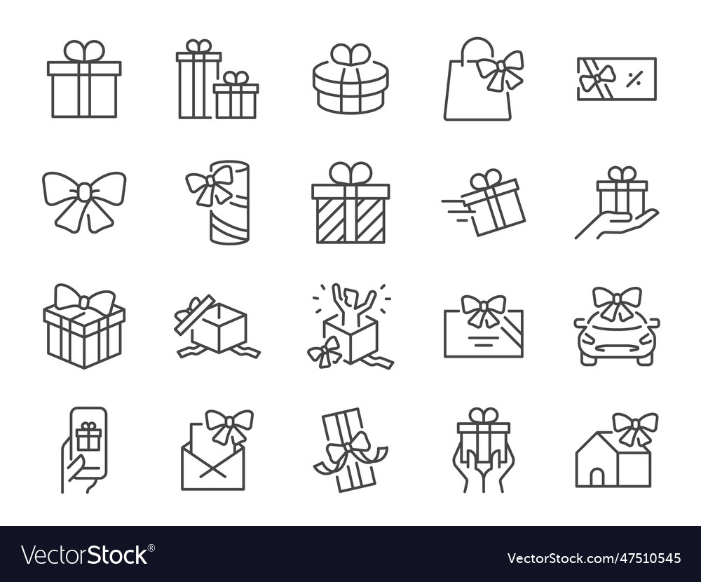 Gift icon set Royalty Free Vector Image - VectorStock
