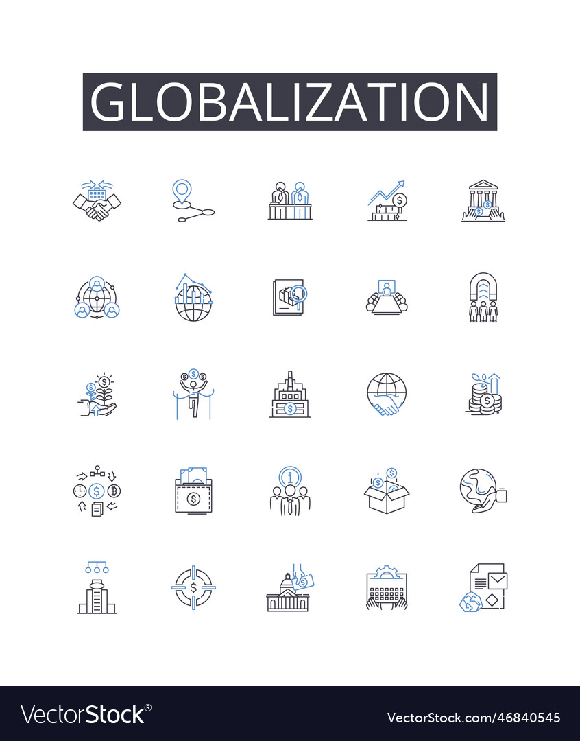 Globalization line icons collection urbanization Vector Image Globalization line icons collection urbanization Vector Image