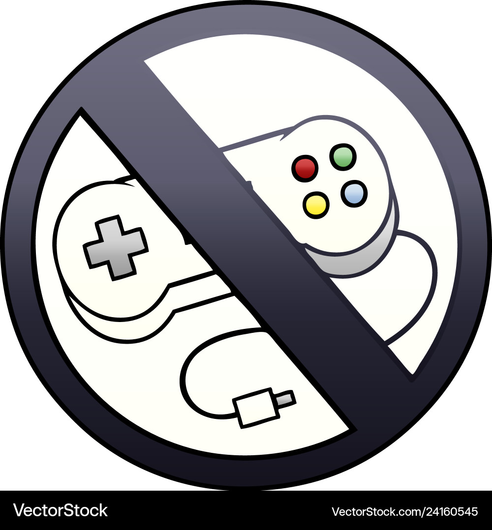 Gradient shaded cartoon no gaming sign Royalty Free Vector