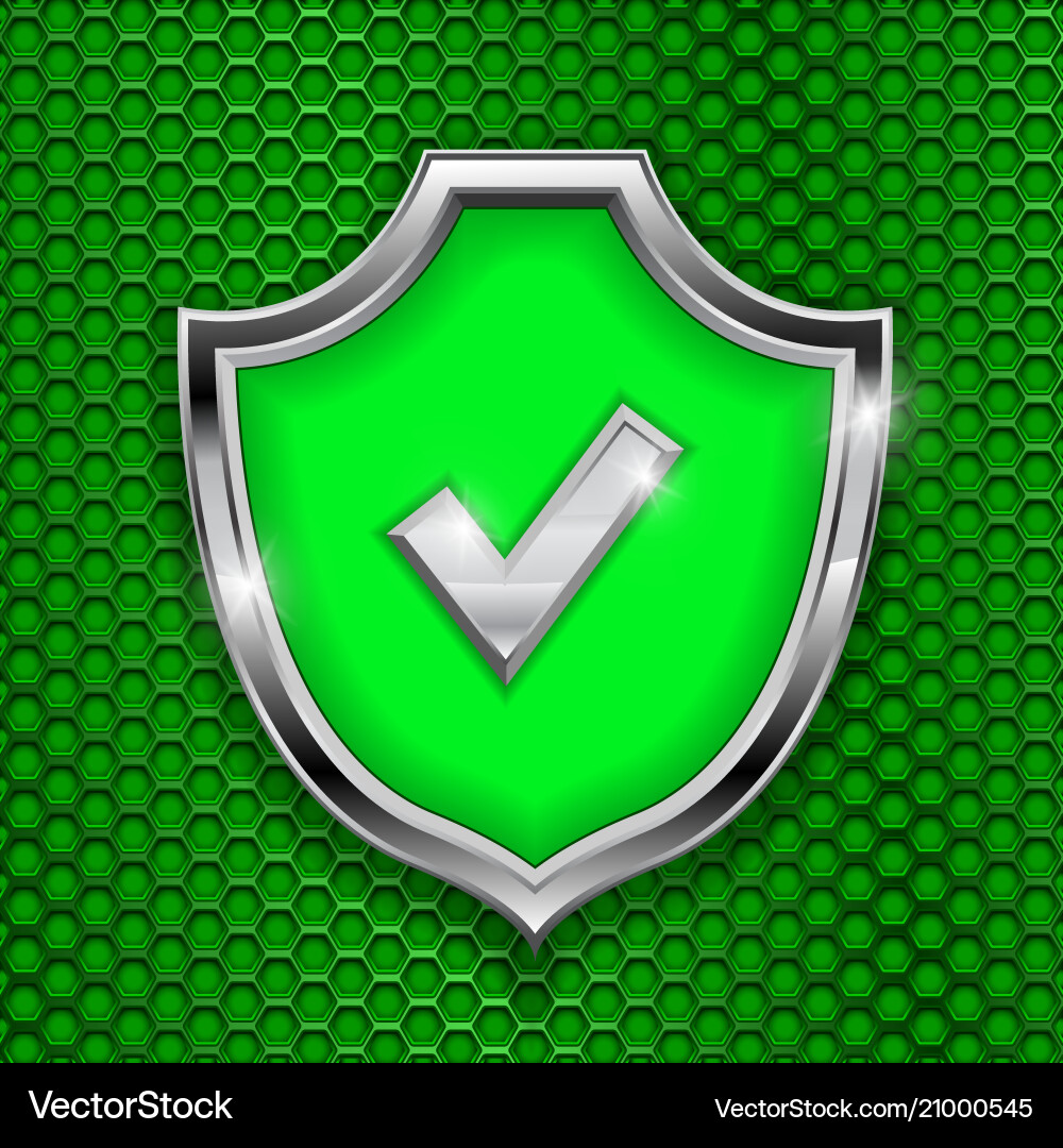 Green shield sign accept 3d symbol on Royalty Free Vector