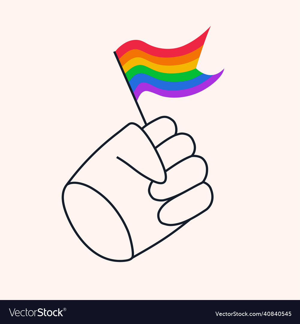Hand hold lgbtq flag Royalty Free Vector Image