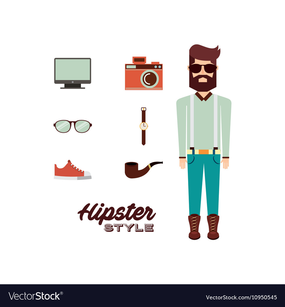 Male avatar with hipster style Royalty Free Vector Image
