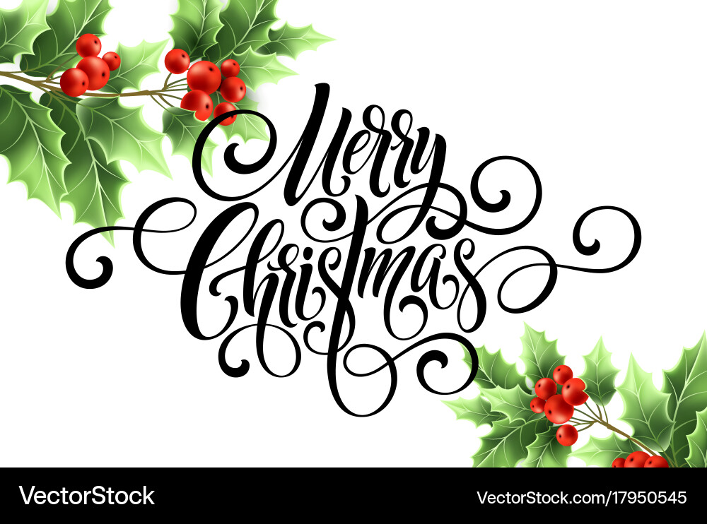 Merry christmas handwriting script lettering Vector Image