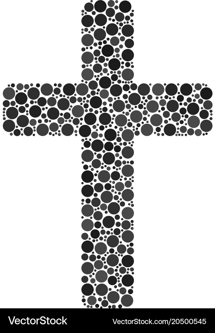 Religious cross collage of dots Royalty Free Vector Image