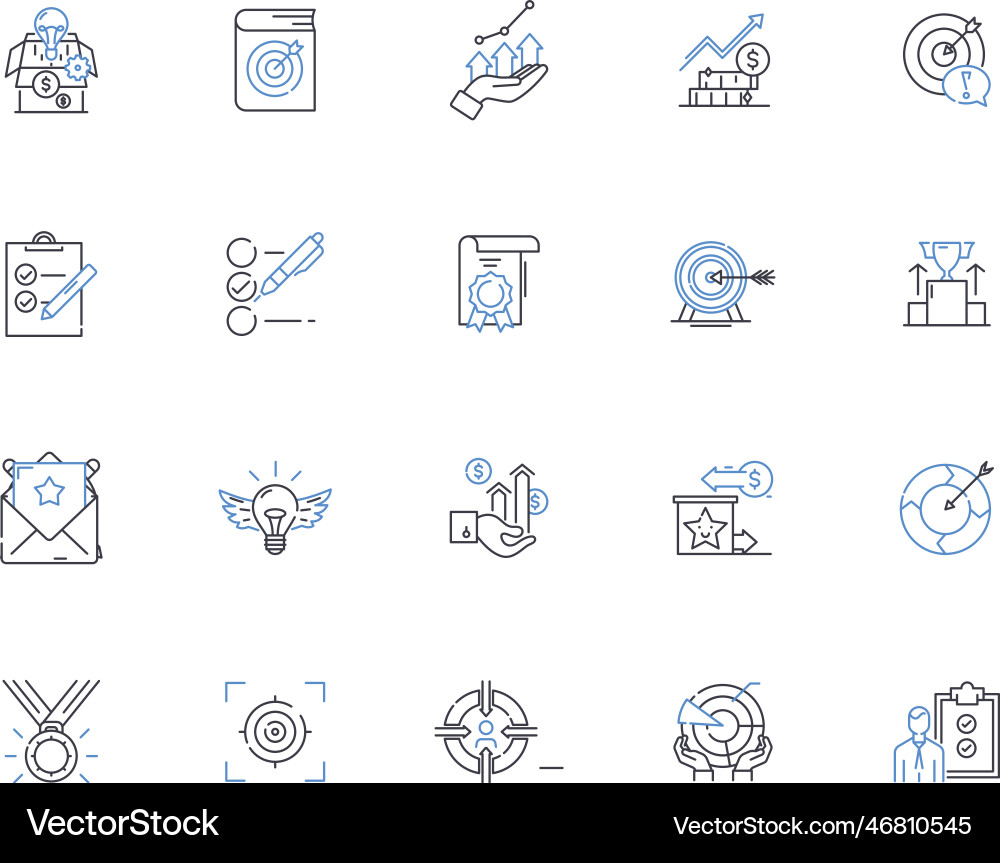 Resolutions line icons collection goals Royalty Free Vector
