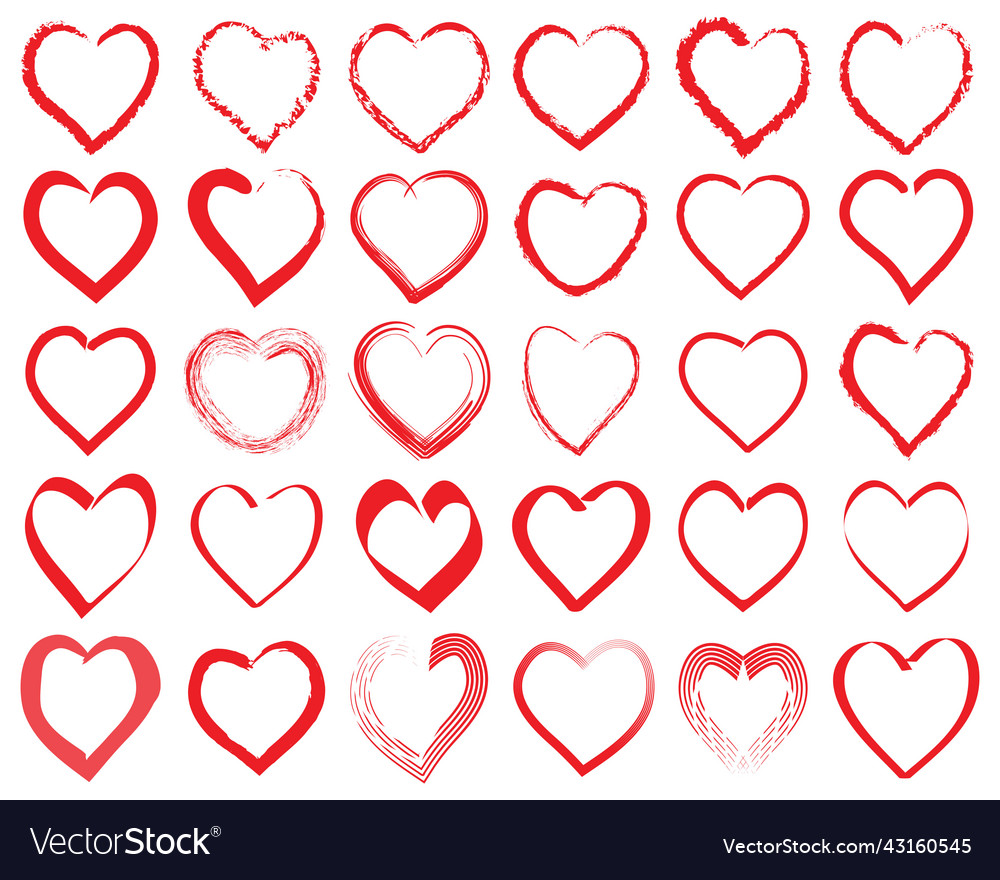 Set of hand drawn hearts Royalty Free Vector Image