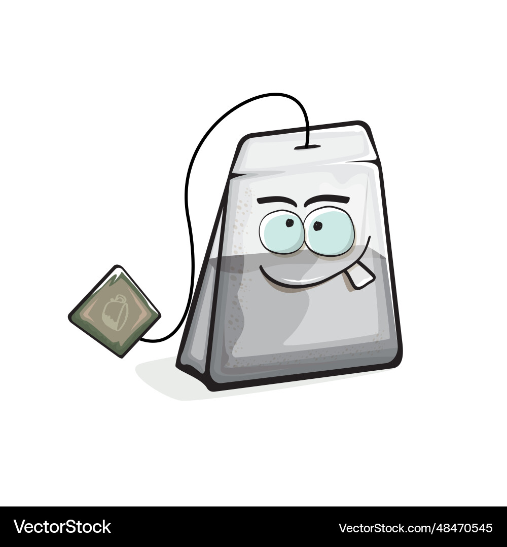 Tea bag character cartoon isolated Royalty Free Vector Image
